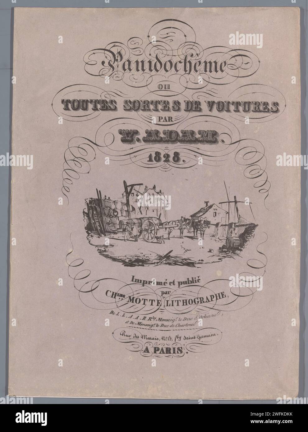 Cover for twelve prints with all kinds of vehicles, Victor Adam, 1827 ...
