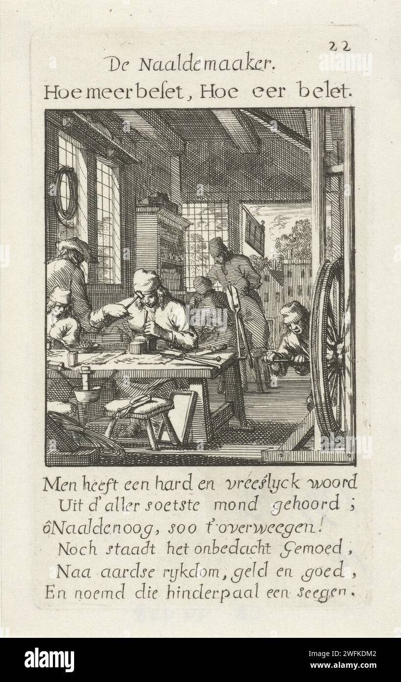 Needle maker, Jan Luyken, 1694 print Amsterdam paper etching needle ...
