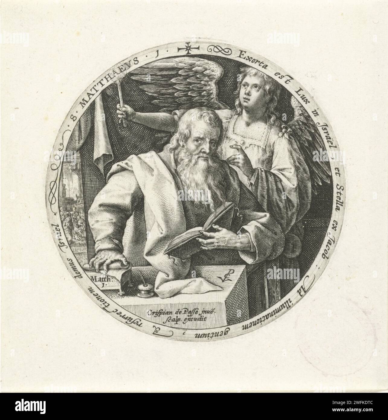The Evangelist Matthew, Crispijn van de Passe (I), 1574 - 1637 print ...