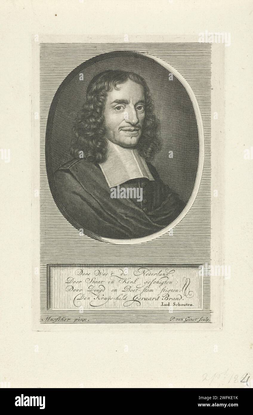 Portrait of Geeraert Brandt, Pieter van Gunst, After Michiel van ...