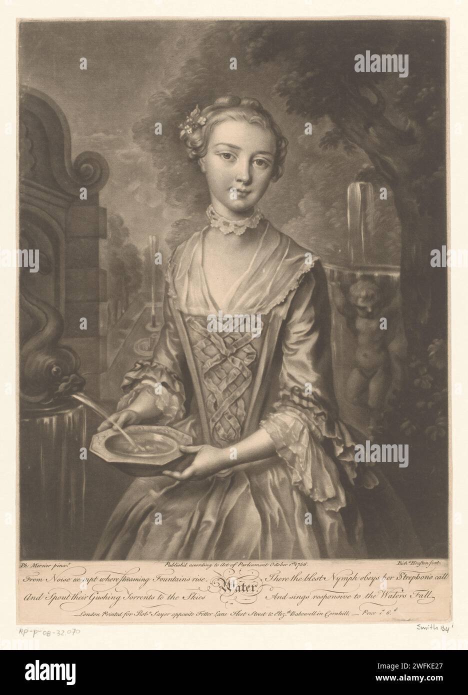 Young woman at a source, Richard Houston, after Philippe Mercier, 1756 ...