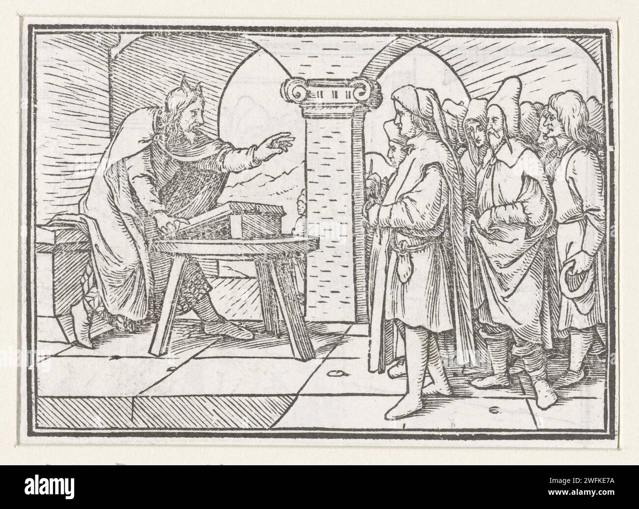 Mozes teaches Israelites in laws, Hans Holbein (II), 1538 print Moses ...