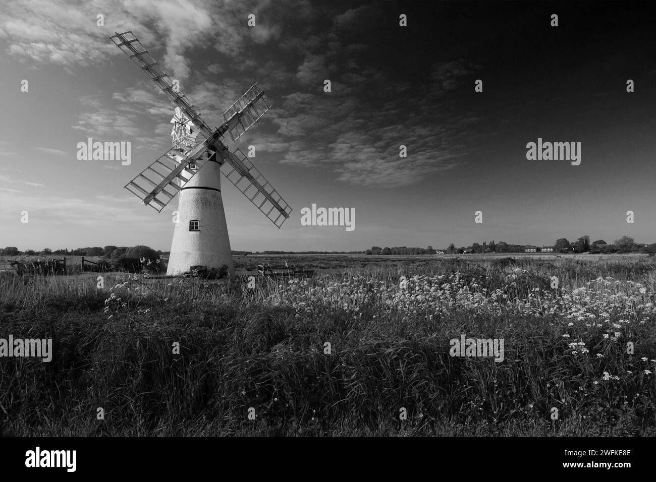 View of Thurne windmill on the river Thurne, Norfolk Broads National ...