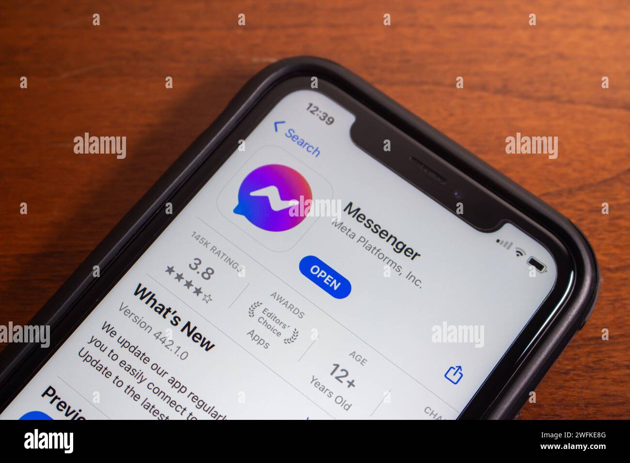 Facebook Messenger app seen in App Store on iPhone. Messenger, is an US proprietary instant ...