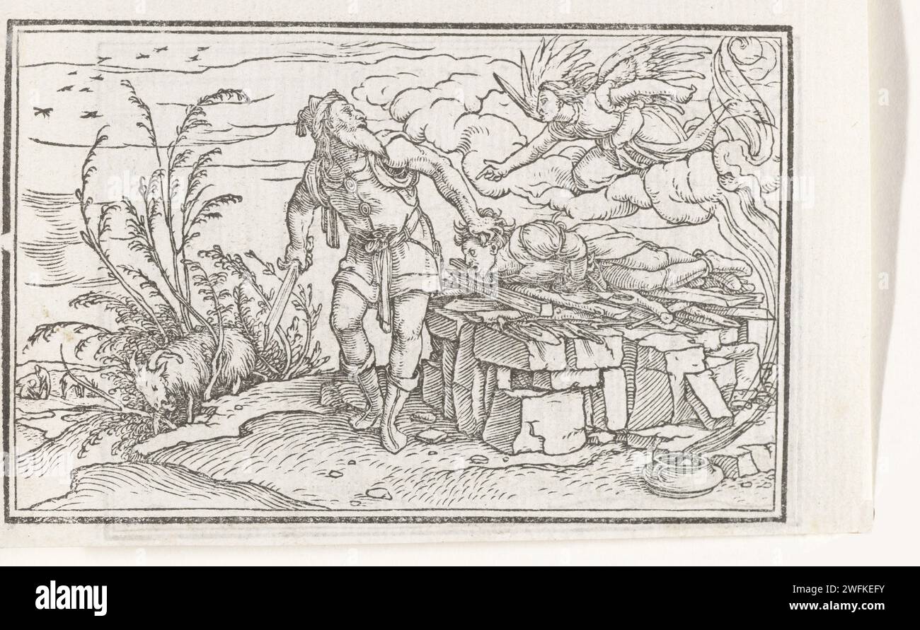 Abraham offers his son Isaac, Hans Holbein (II), 1538 print Isaac is ...