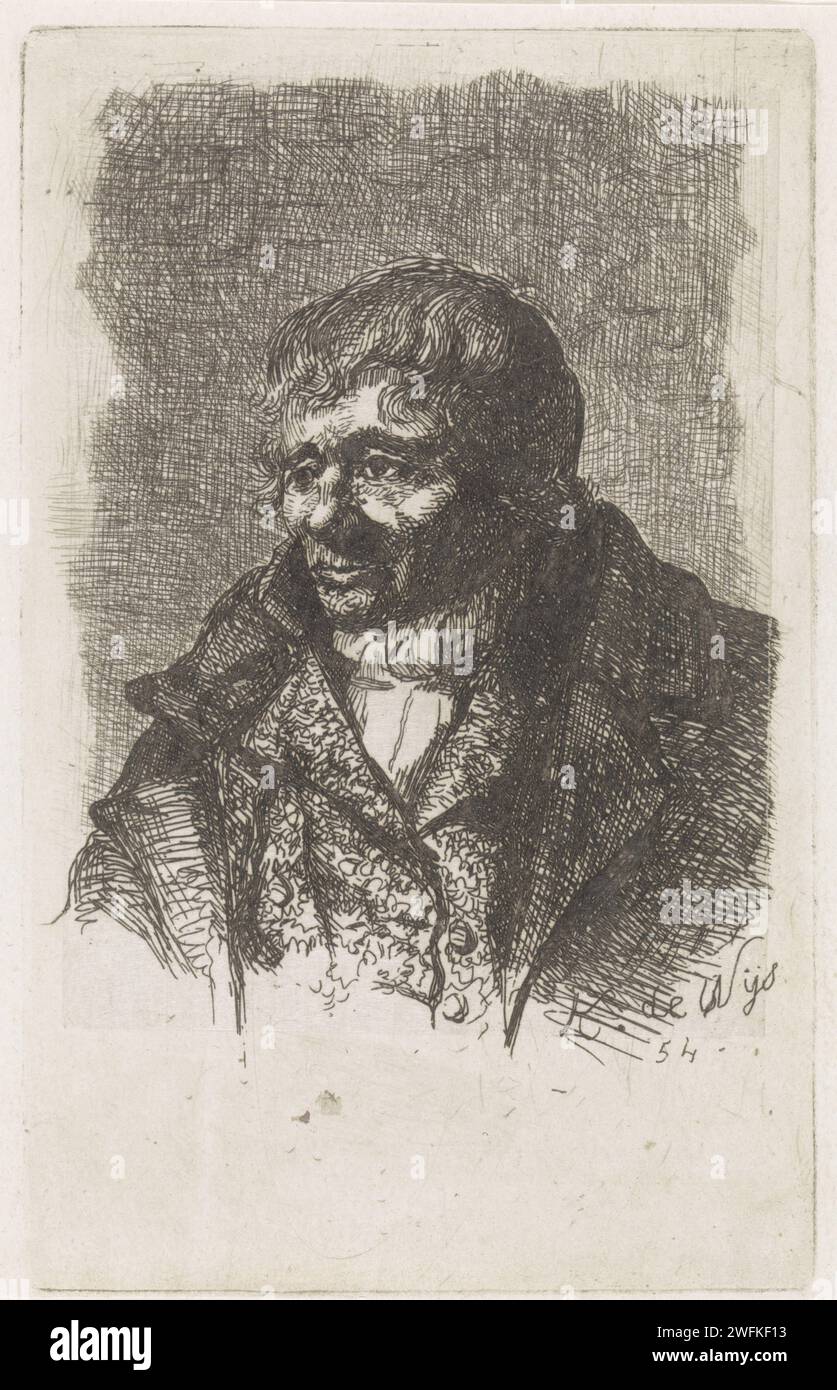 Bust of a man, Kornelis Jzn de Wijs, 1854 print The Hague paper ...