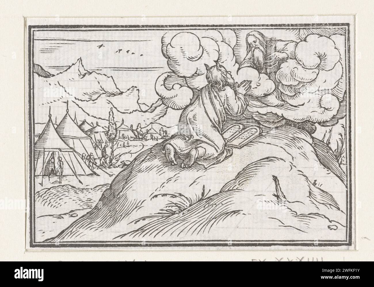 Moses receives Tables of the Law, Hans Holbein (II), 1538 print Moses ...
