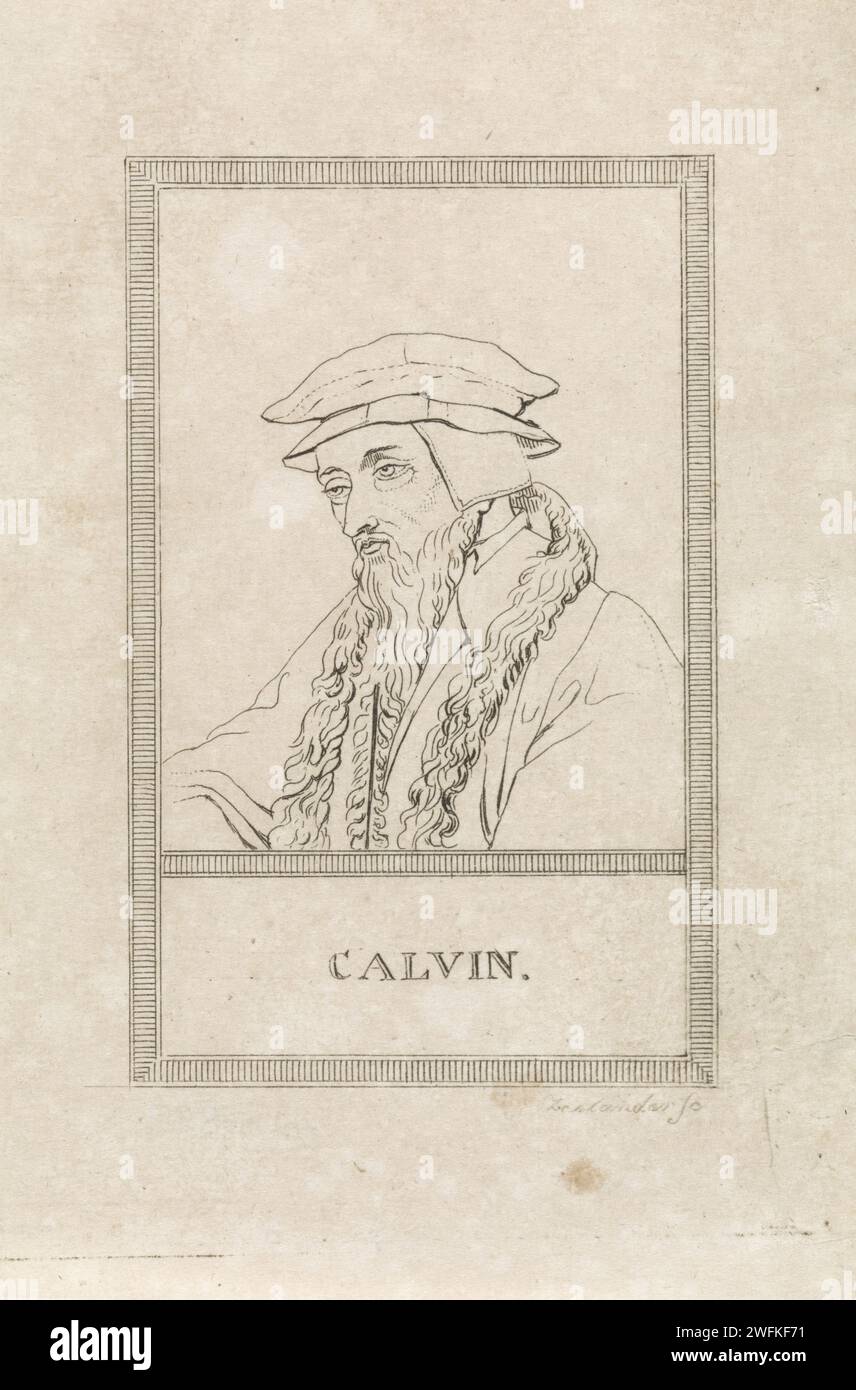 Portrait of reformer Johannes Calvijn, Abraham Lion Zeelander, 1799 ...