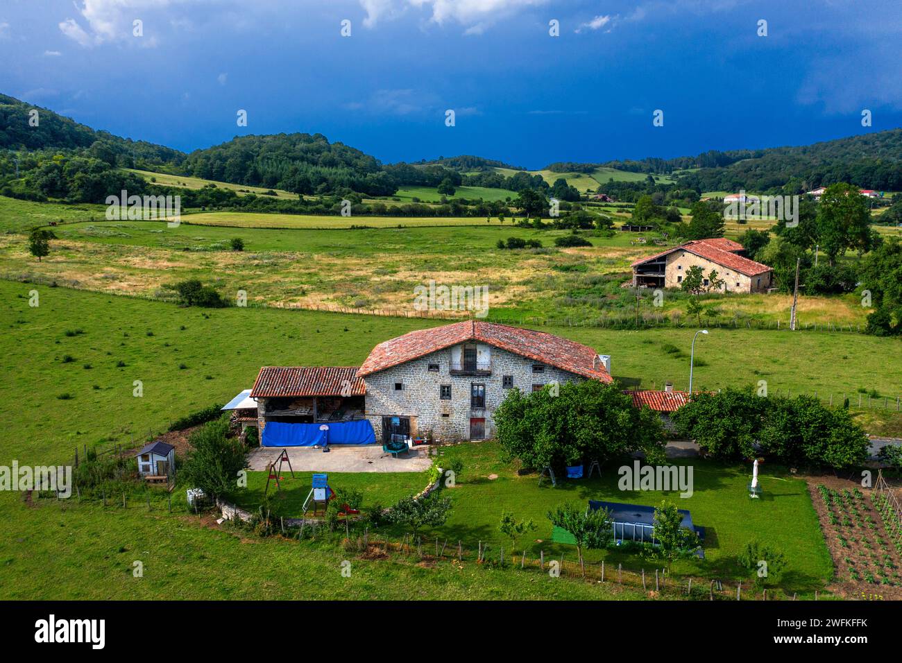 Typical borda caserio basque farmhouse houses in Abornicano, Alava ...