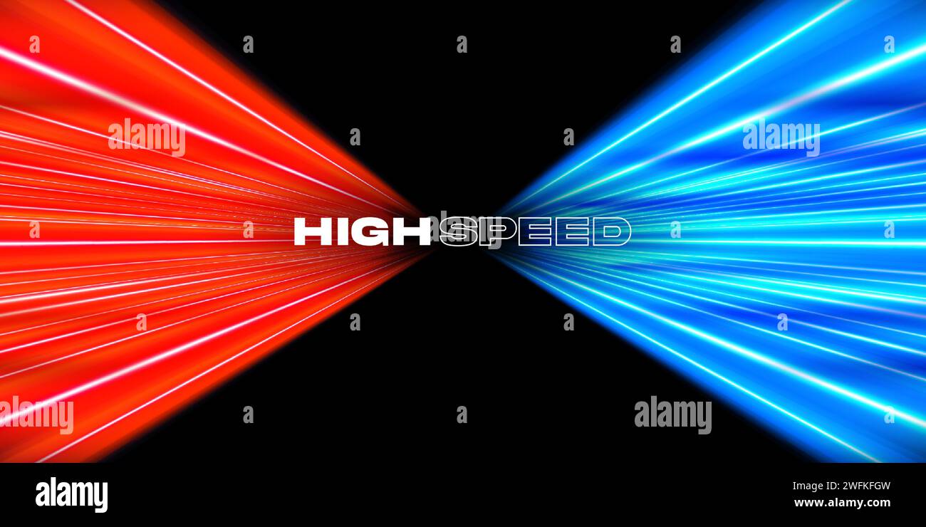 High-speed lines. Red and blue, hot and cold. Fast dynamic light trails ...