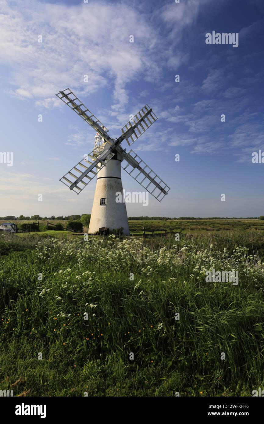 View of Thurne windmill on the river Thurne, Norfolk Broads National ...