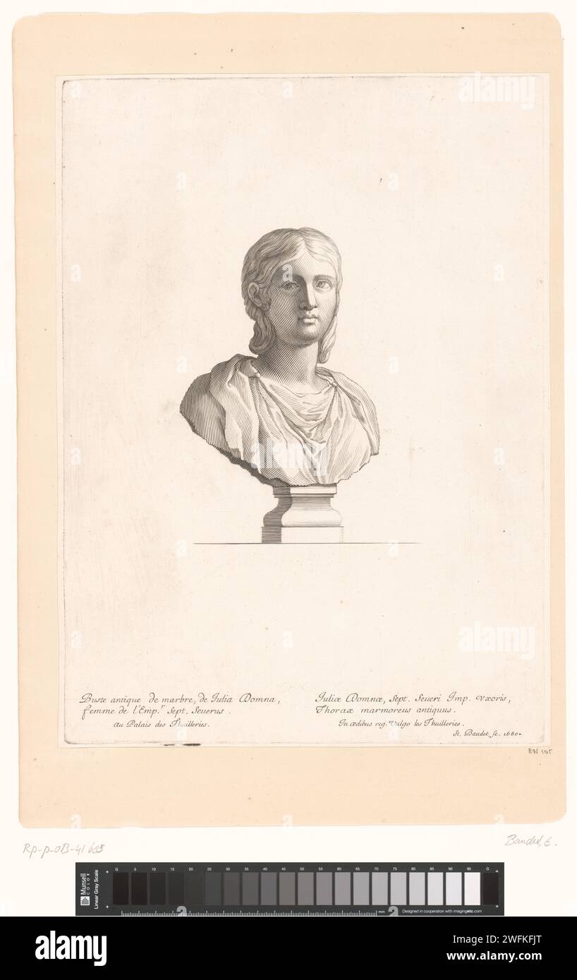 Antique bust of Julia Domna, Etienne Baudet, 1680 print France paper ...