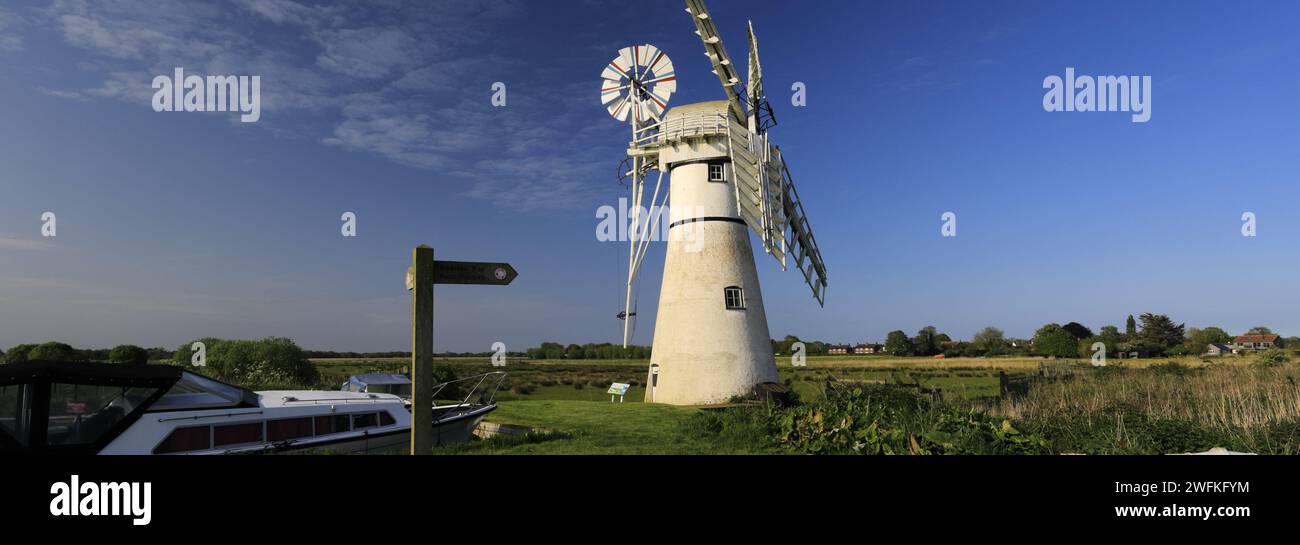 View of Thurne windmill on the river Thurne, Norfolk Broads National ...