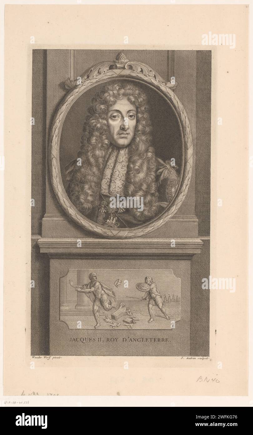 Portrait of Jacobus II of England, Jean Audran, After Adriaen van der ...