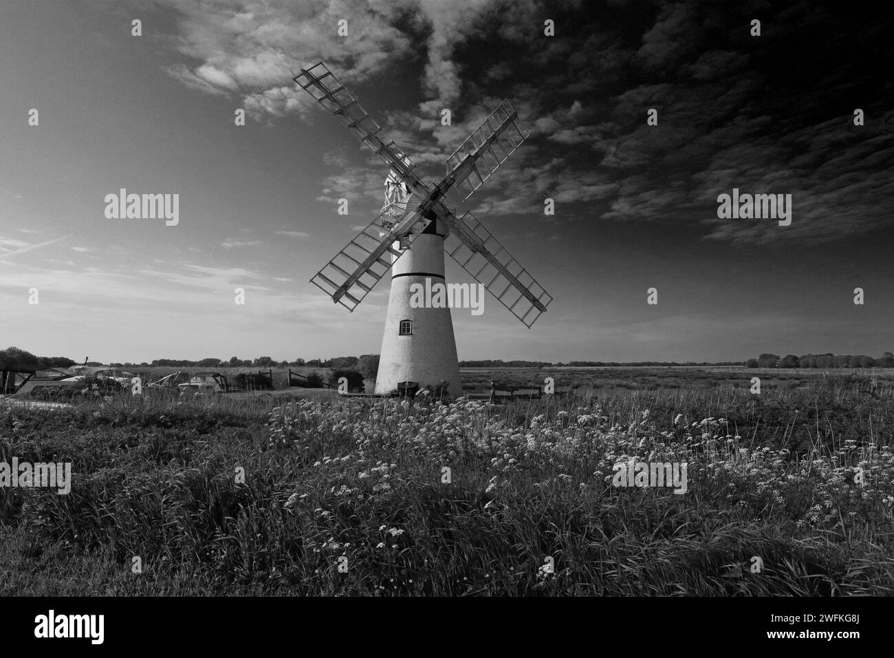 View of Thurne windmill on the river Thurne, Norfolk Broads National ...