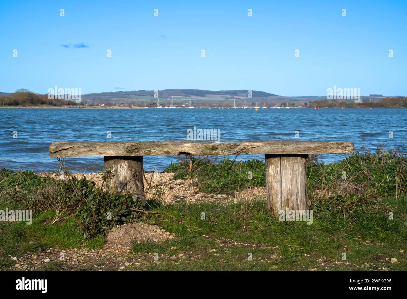A very useful wooden bench for stopping to rest along the coast path at ...