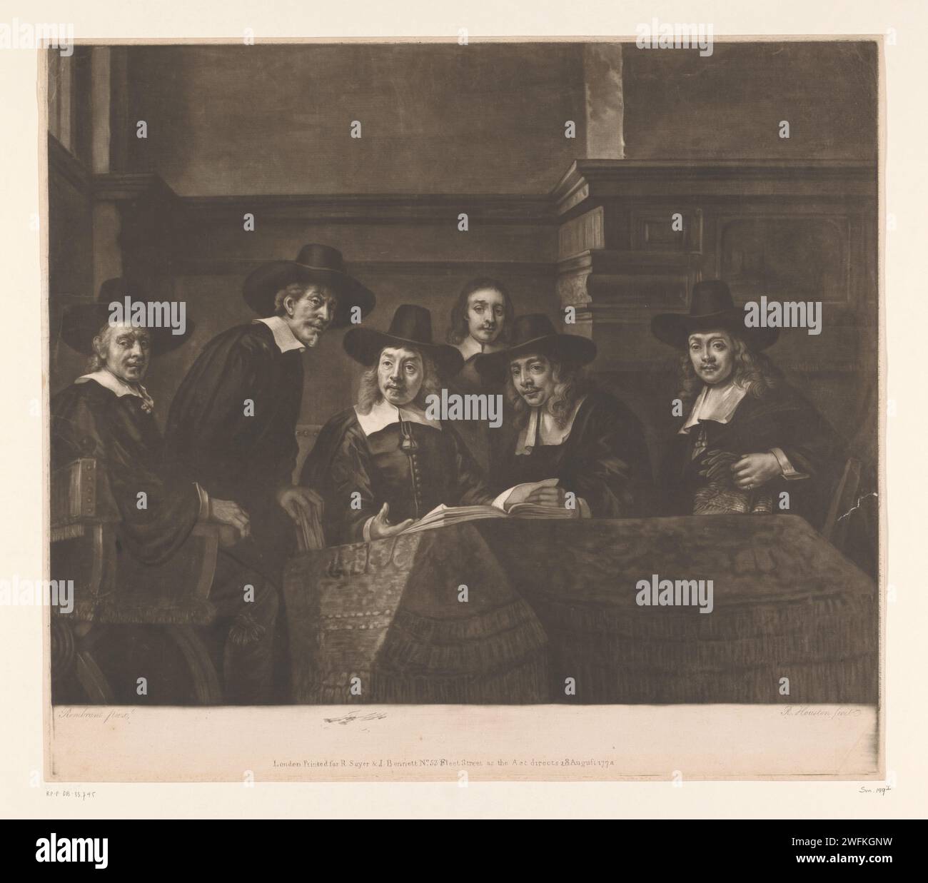 Staalmeesters, Richard Houston, after Rembrandt van Rijn, 1774 print ...