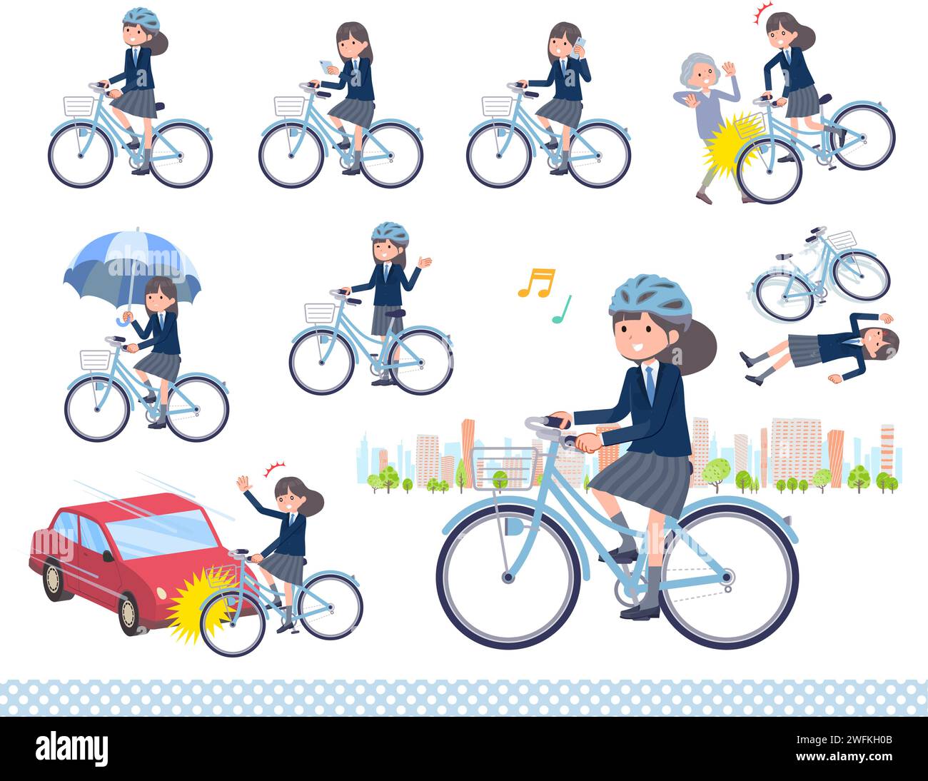 Japanese woman riding a bicycle Stock Vector Images - Alamy