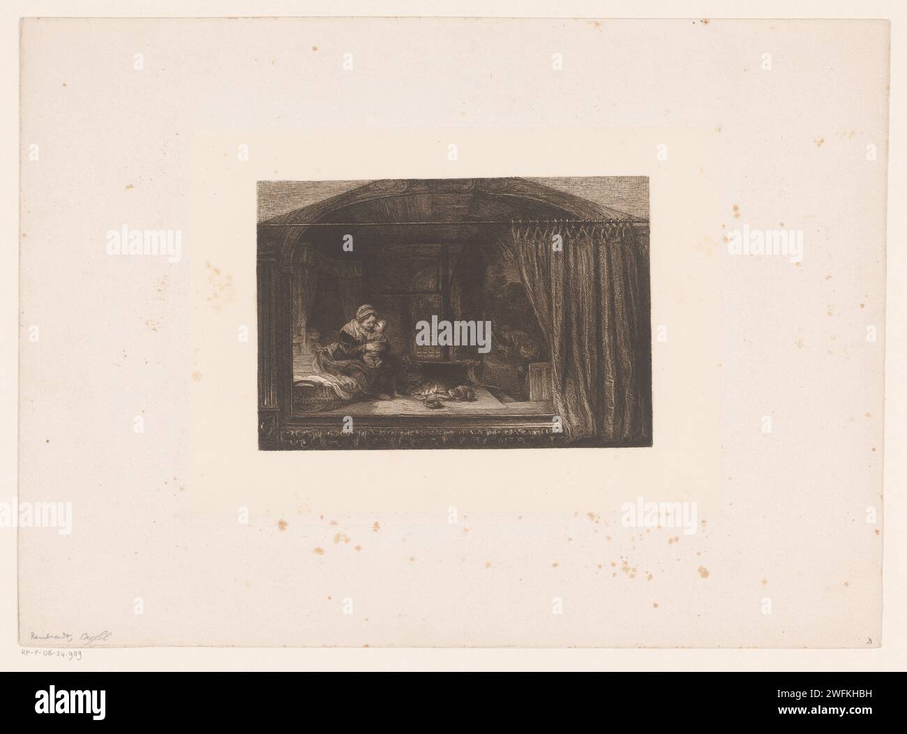 Holy family in an interior, William Unger, After Rembrandt van Rijn ...