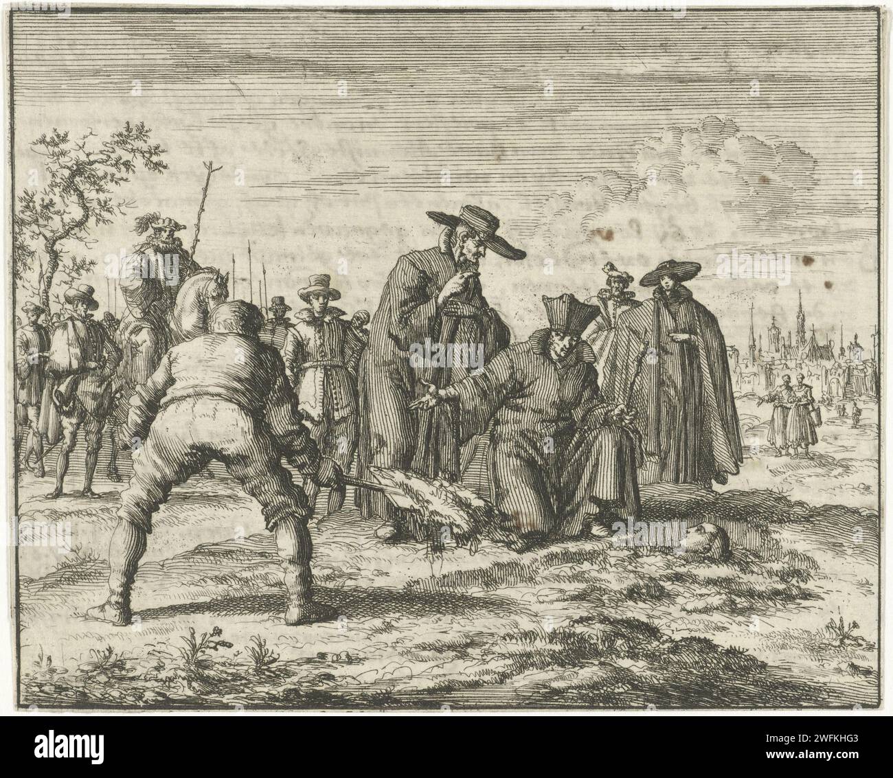 Anneken van den Hove buried in Brussels alive, Jan Luyken, 1685 print ...