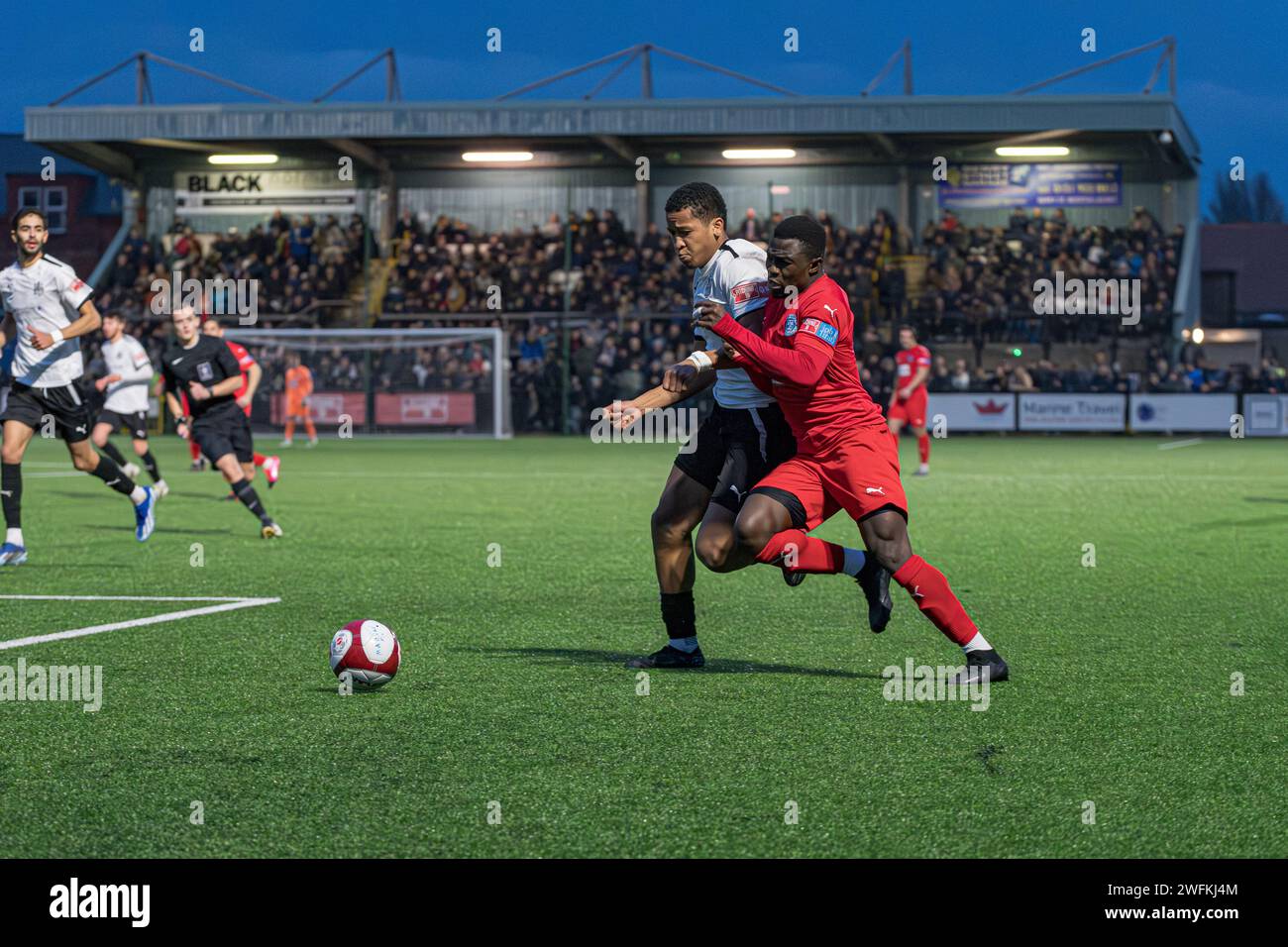Adama Sidibeh, playing as striker for Warrington Rylands Stock Photo ...