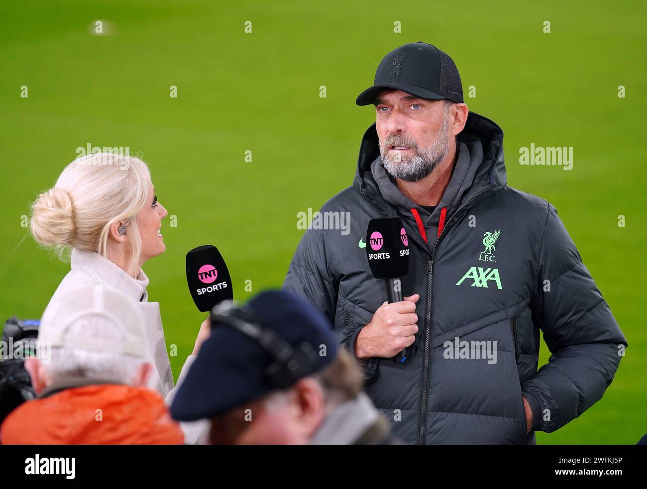 Liverpool manager Jurgen Klopp is interviewed by TNT Sports presenter ...