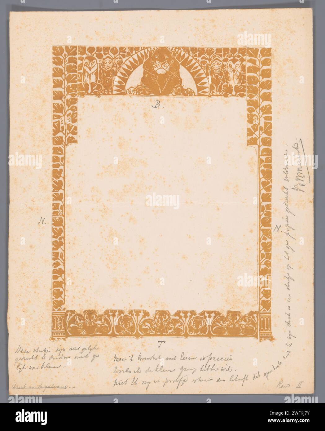 Proef pressure for page from Reinaert de Vos, Bernard Willem Wierink, c ...