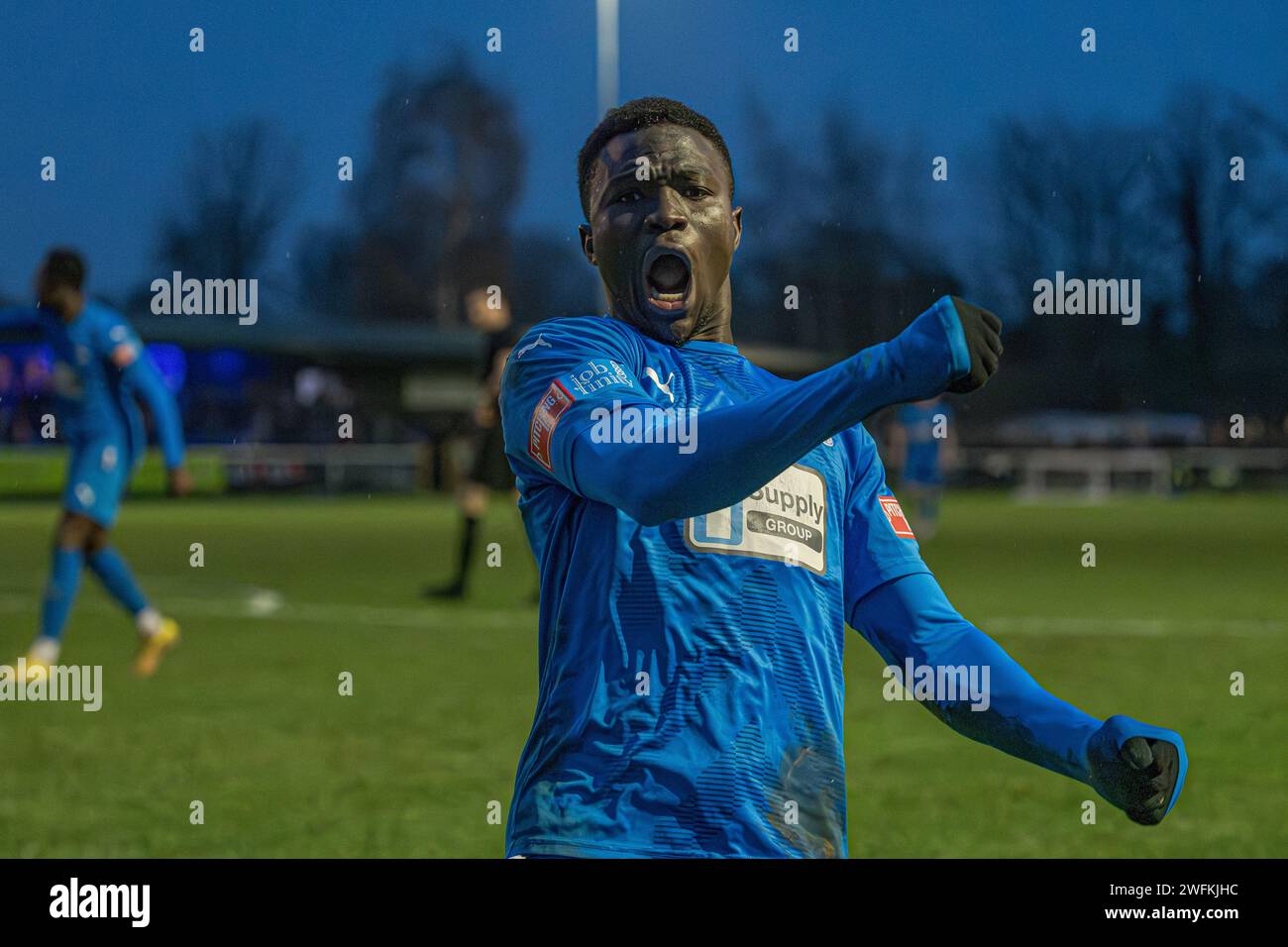 Adama Sidibeh, playing as striker for Warrington Rylands Stock Photo ...