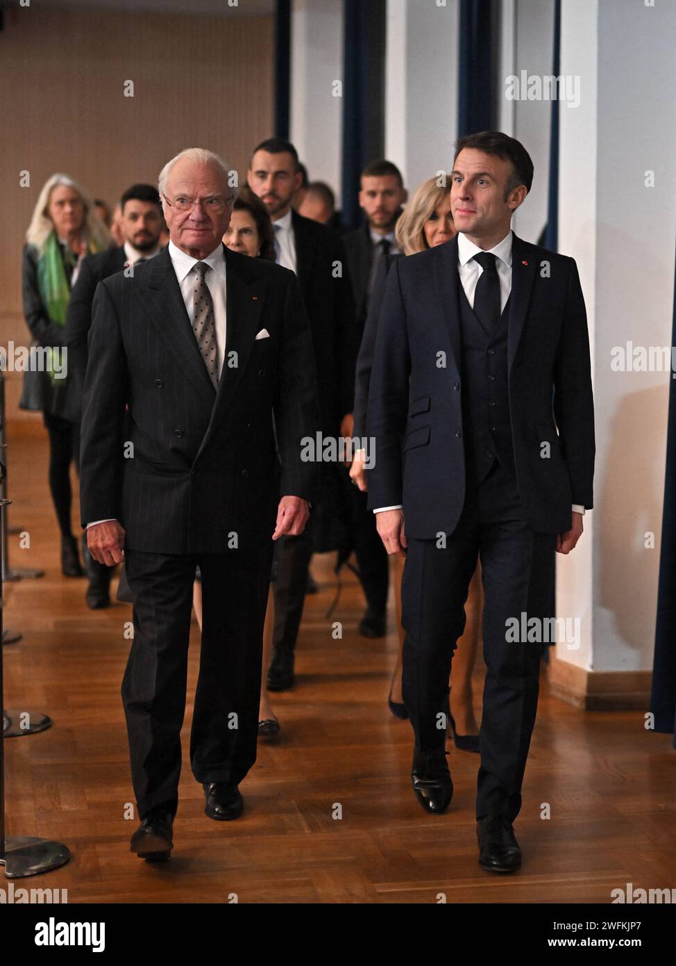 King Carl XVI Gustaf and French President Emmanuel Macron during a ...