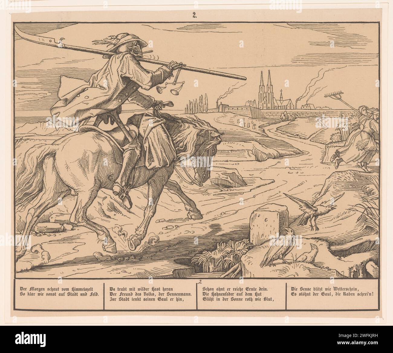 Death drives to a city, F. Berger, Alfred Rethel, 1848 - 1849 print ...