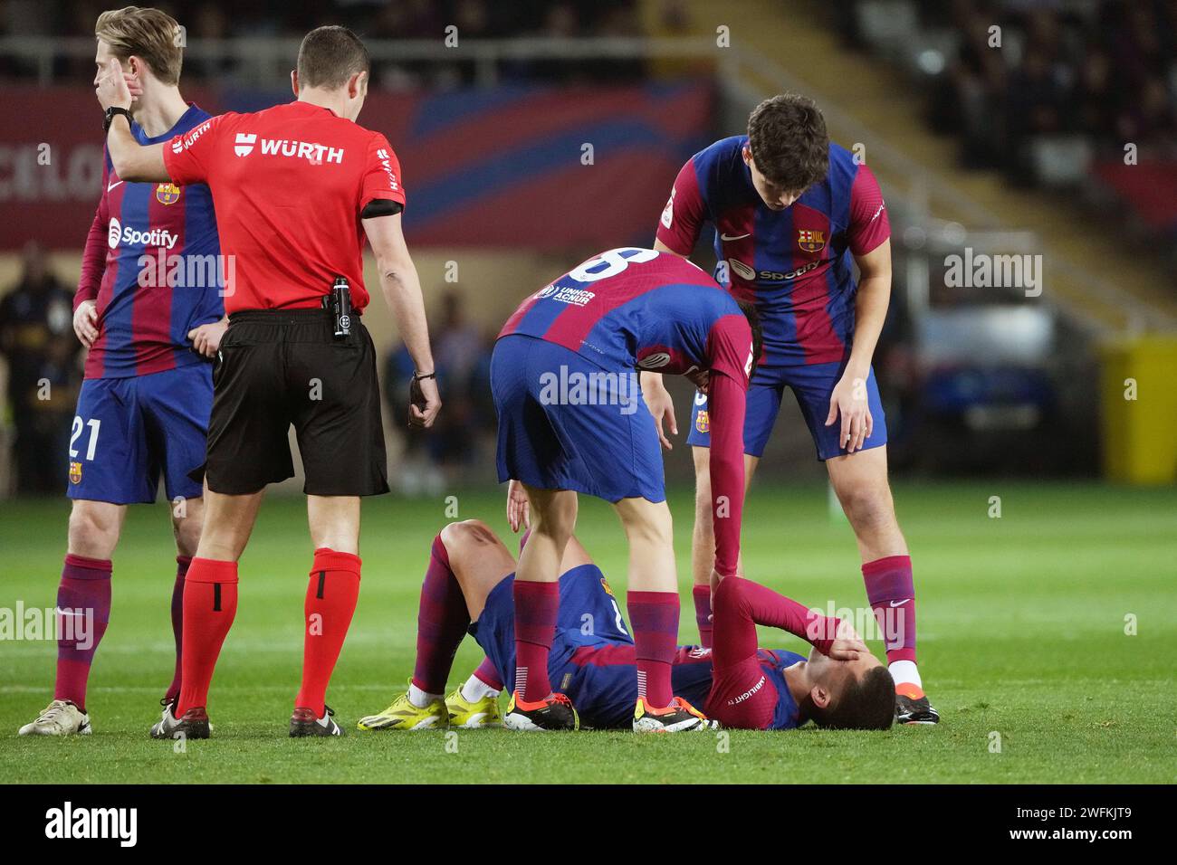 Barcelona, Spain. 31st Jan, 2024. Ferran Torres of FC Barcelona injury ...