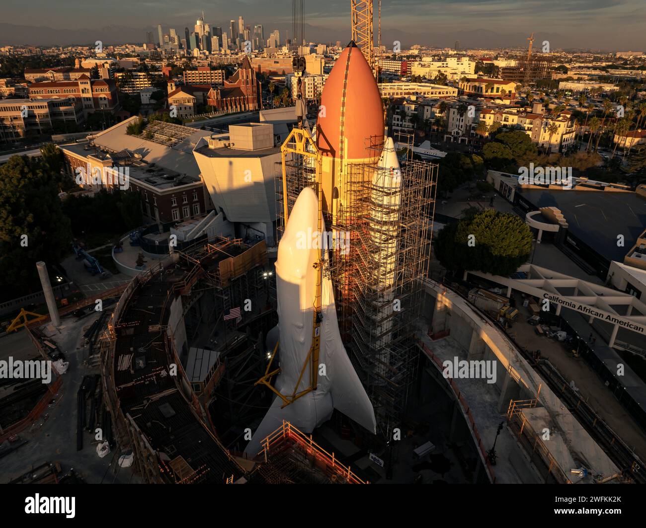 Los Angeles, USA. 30th Jan, 2024. Aerial view of the Space Shuttle ...