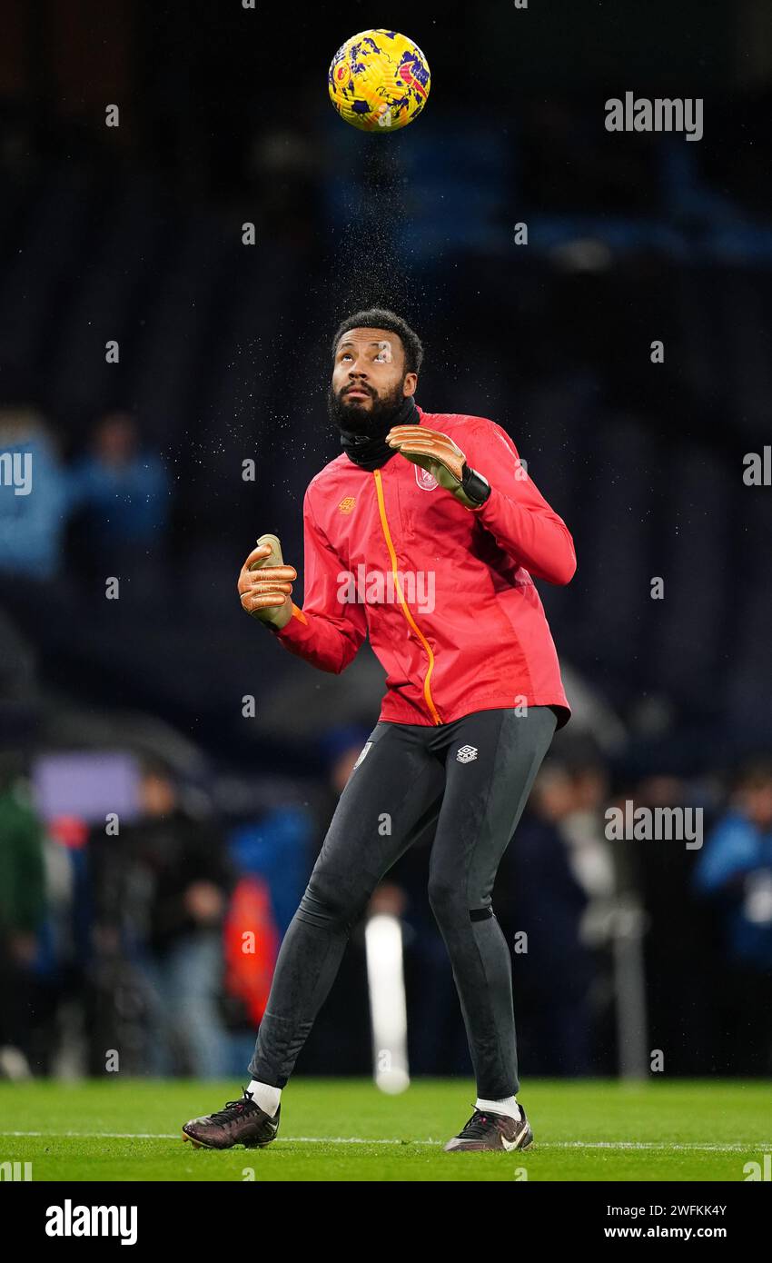 Burnley goalkeeper Lawrence Vigouroux warming up prior to kick-off ...