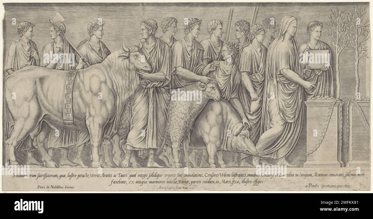 Marble relief with a procession with sacrificial animals, anonymous ...