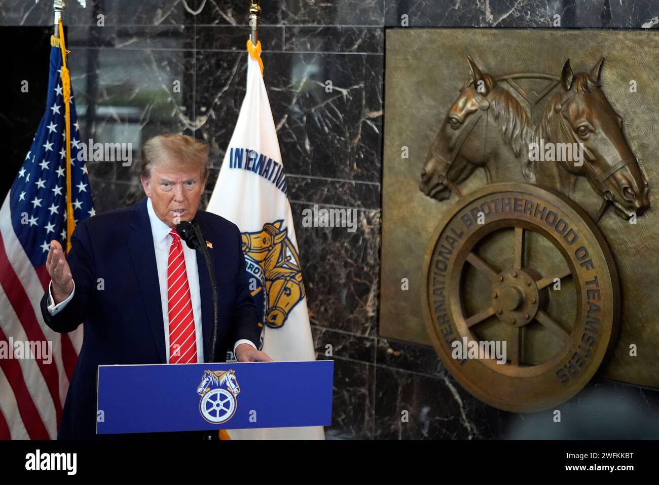 Republican presidential candidate former President Donald Trump speaks ...