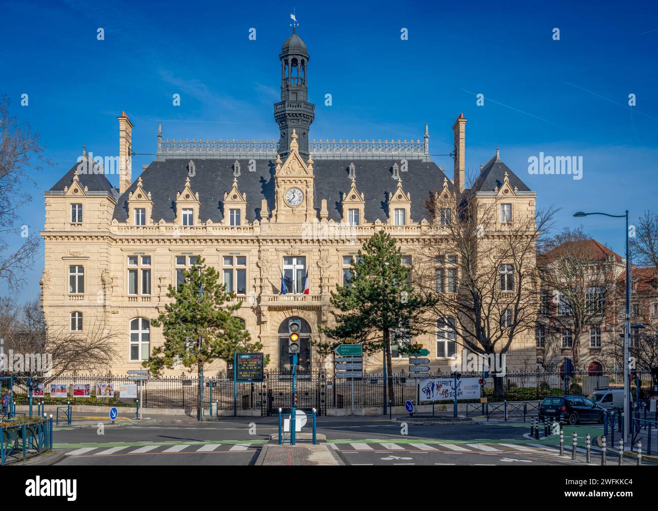 Paris, France - 01 27 2024: Ourcq Canal. View the facade of the City ...