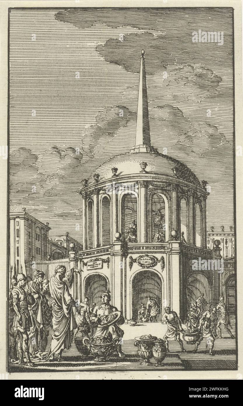 Hyrcanus plays the grave of David, Anonymous, After Jan Luyken, 1682 - 1762 print paper etching ...