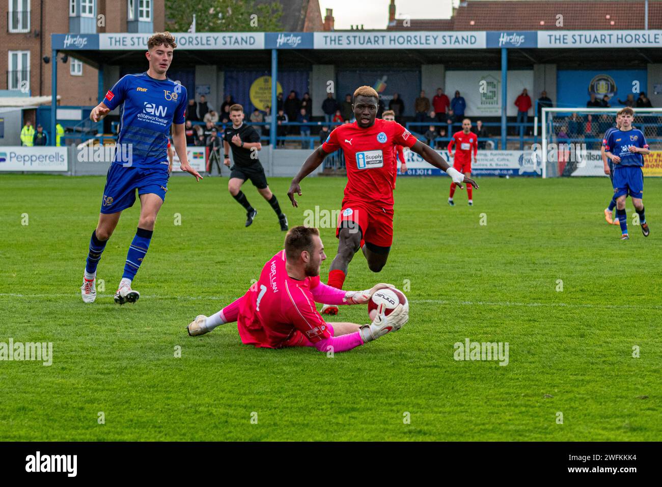 Adama Sidibeh, playing as striker for Warrington Rylands Stock Photo ...