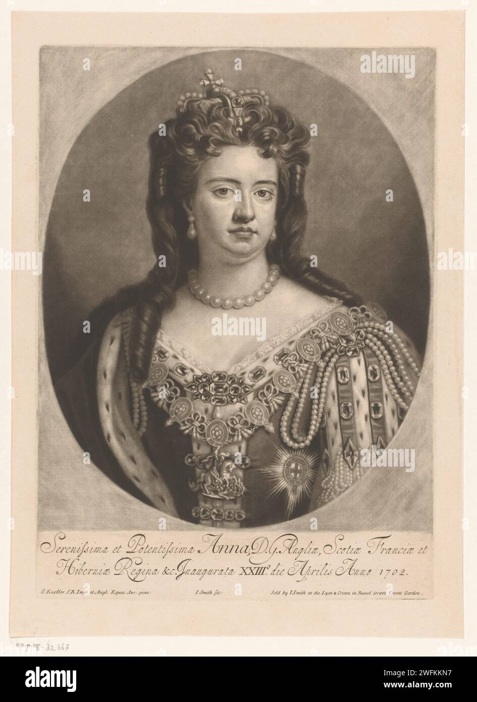 Portrait of Anna Stuart, Queen of England and Scotland, John Smith ...