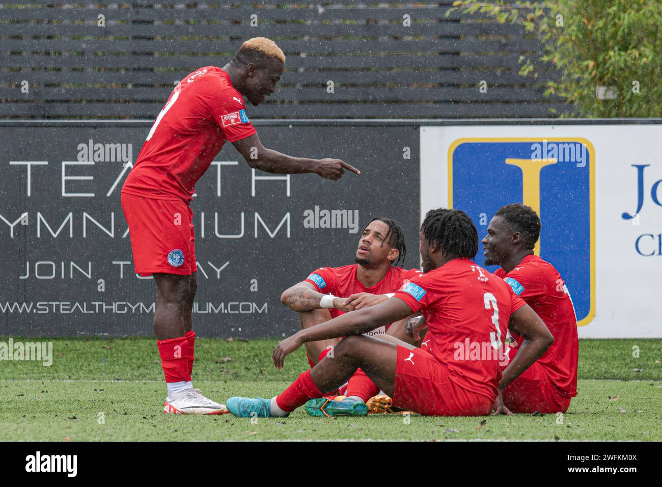 Adama Sidibeh, playing as striker for Warrington Rylands v Macclesfield ...