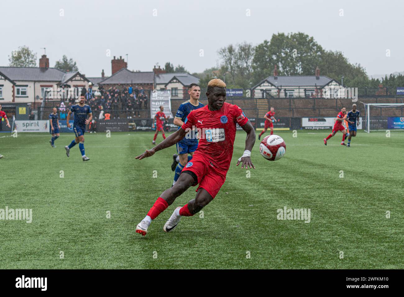Adama Sidibeh, playing as striker for Warrington Rylands v Macclesfield ...