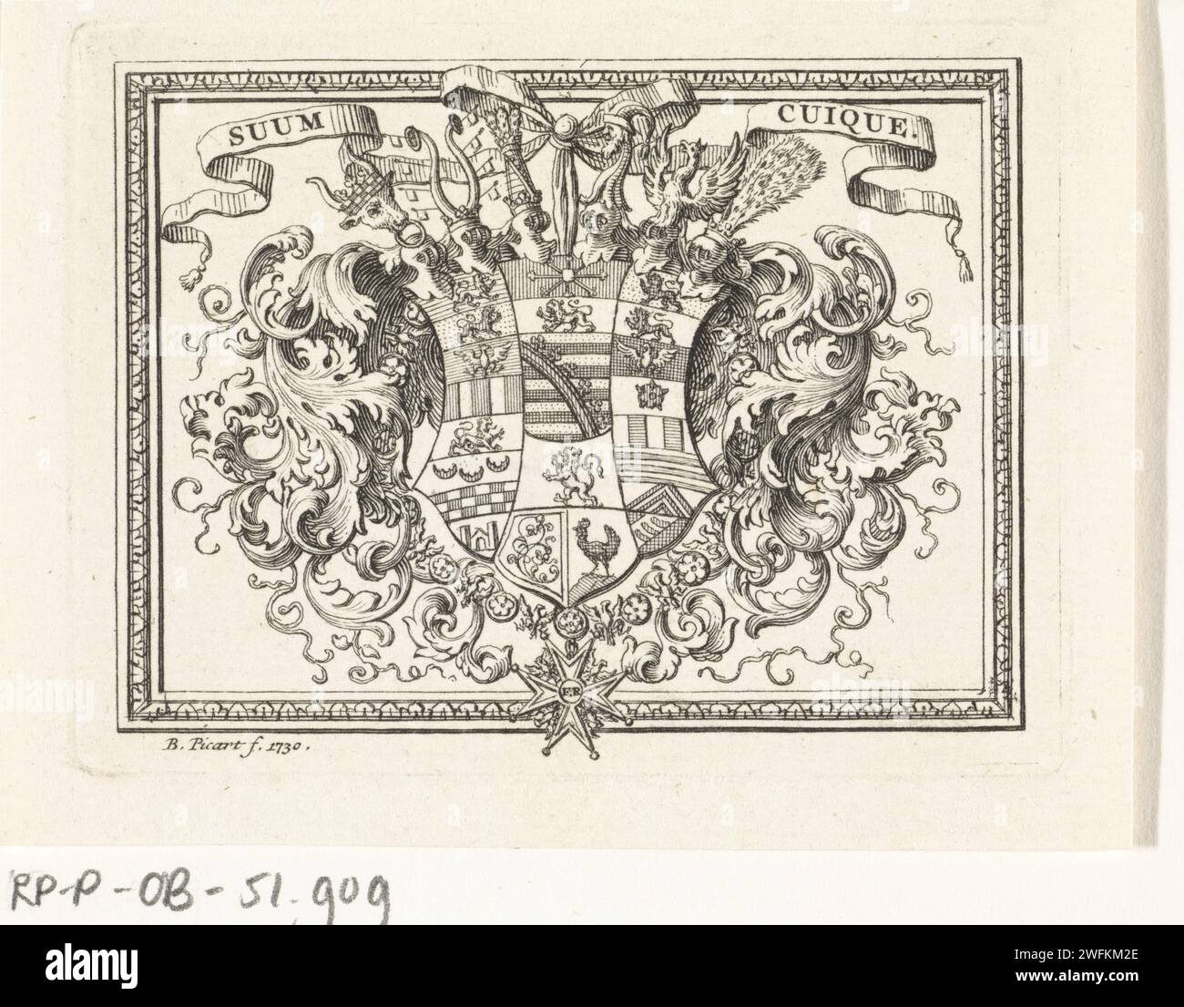 Coat of arms with Maltese Kruis, Bernard Picart, 1730 print A coat of ...