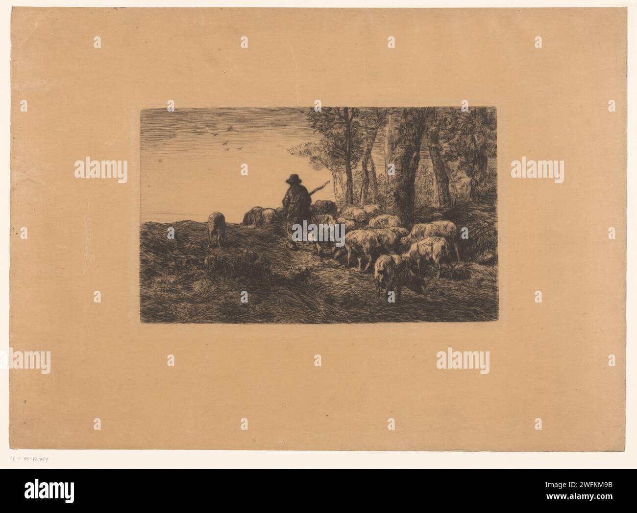 Shepherd with group pigs, Charles Emile Jacque (attributed to), 1823 ...