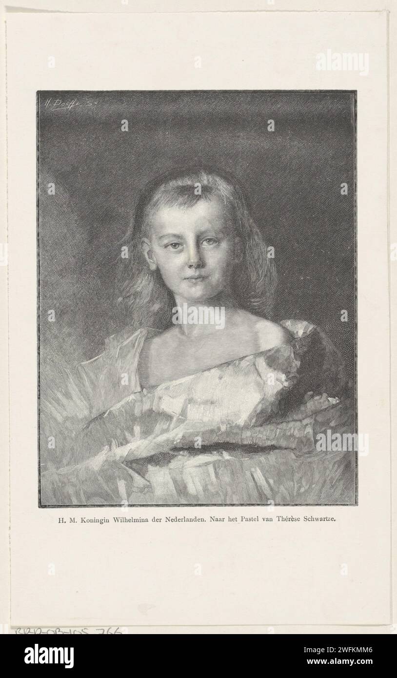 Portrait of Wilhelmina, Queen of the Netherlands, 1885 - 1909 print ...