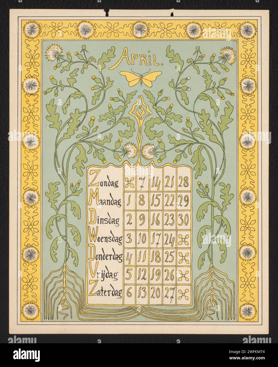 Calendar magazine for April 1901, brothers Braakensiek, after Netty van ...