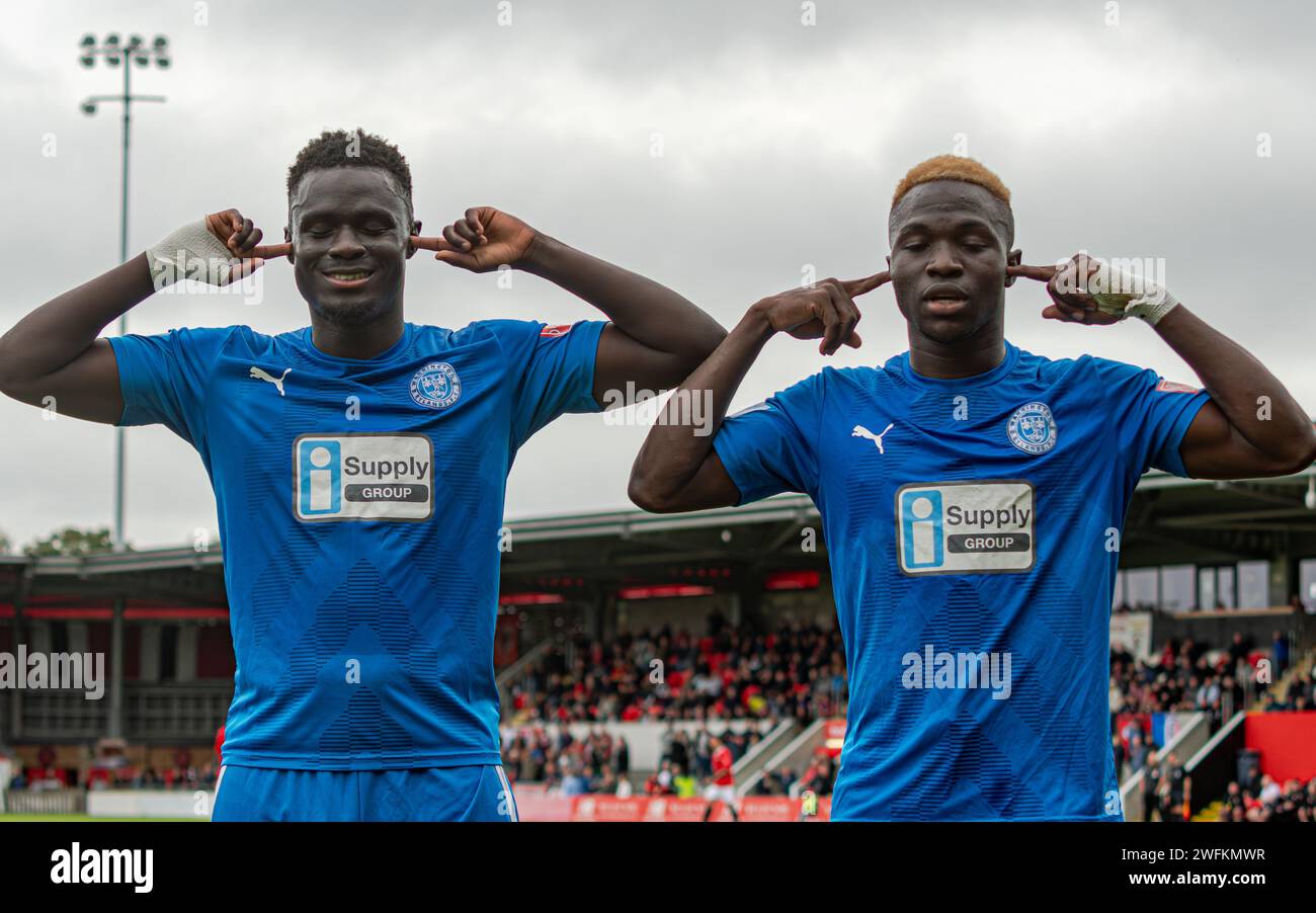Adama Sidibeh, playing as striker for Warrington Rylands v FC United of ...