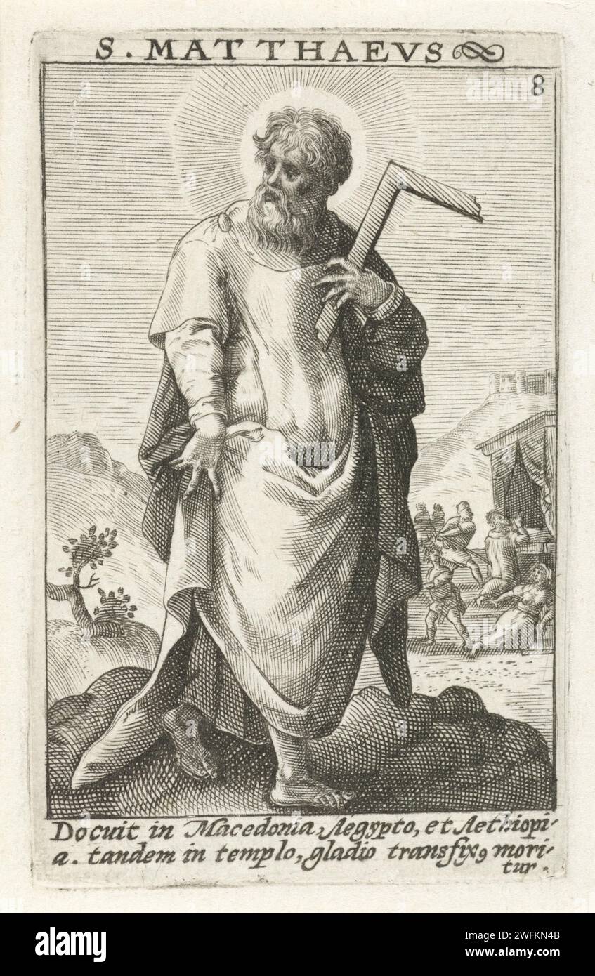Apostle Matthew, Crispijn van de Passe (I), 1574 - 1637 print The ...