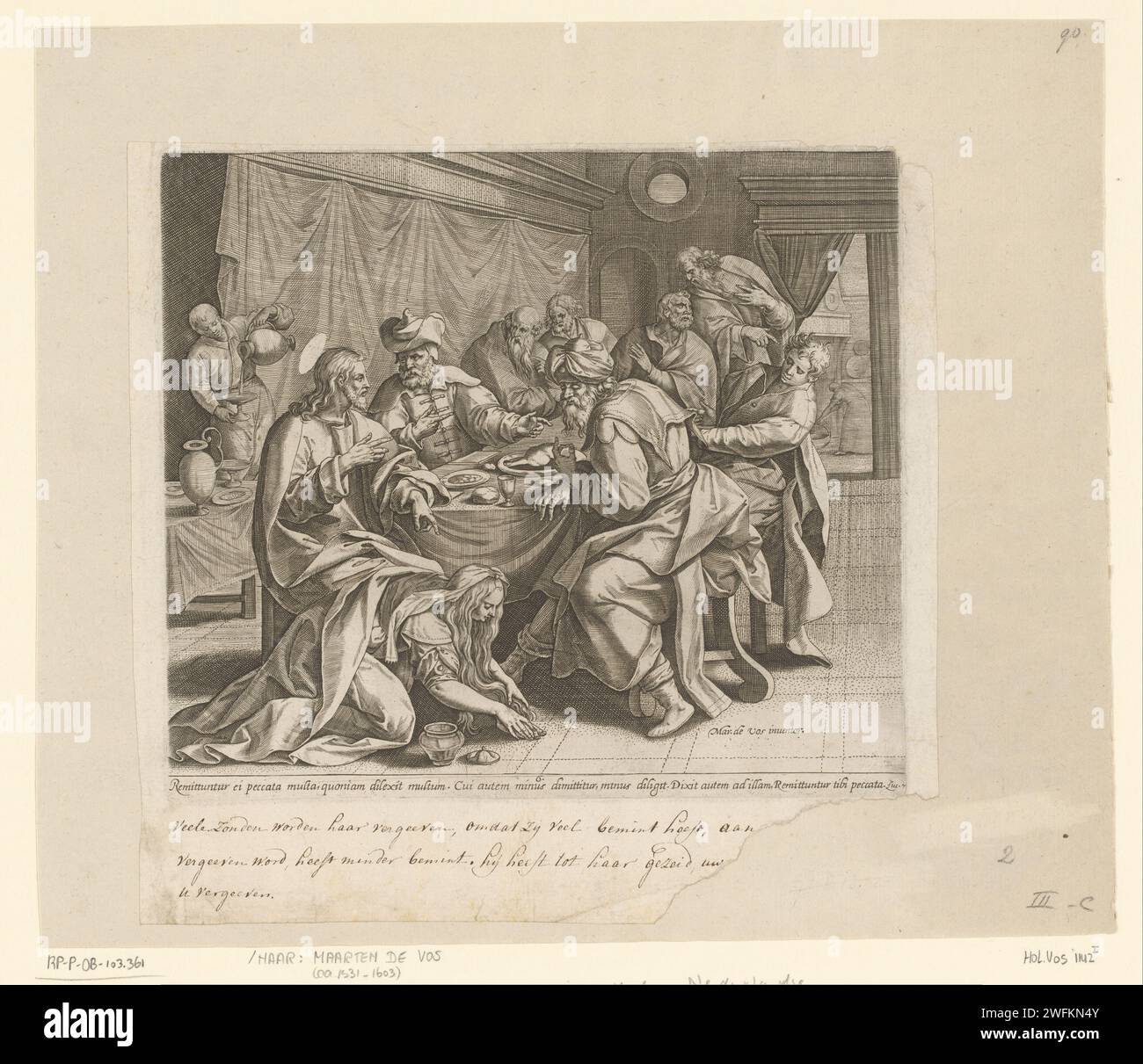 Maria Magdalena washes the feet of Christ, Philips Galle (attributed to ...