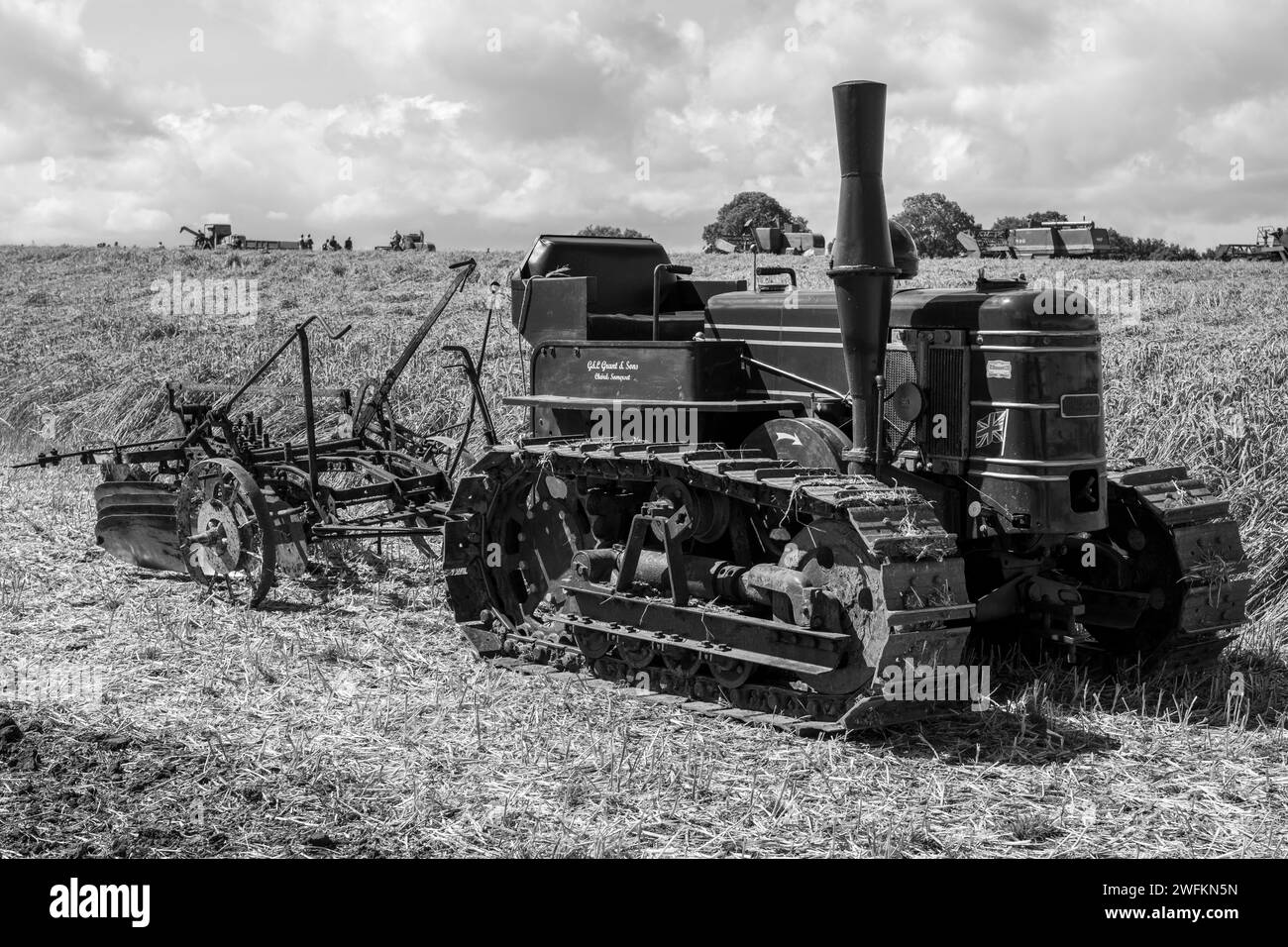 Tractor plough ploughing match Black and White Stock Photos & Images ...