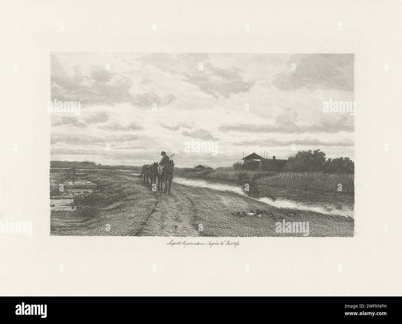 Landscape with Dijk, Leopold Löwenstam, after Willem Roelofs (I), 1852 ...